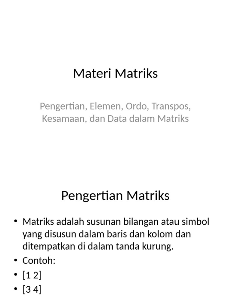 Materi Matriks Dengan Penerapan | PDF