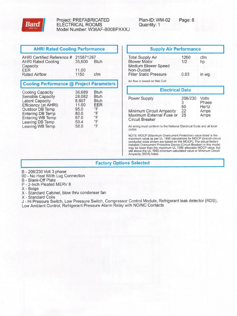 Submittal-Bard w36 (Accepted) | PDF