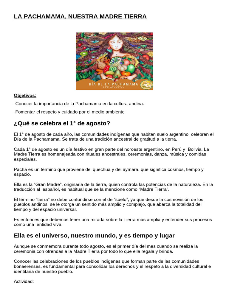Celebración del Día de la Pachamama | PDF