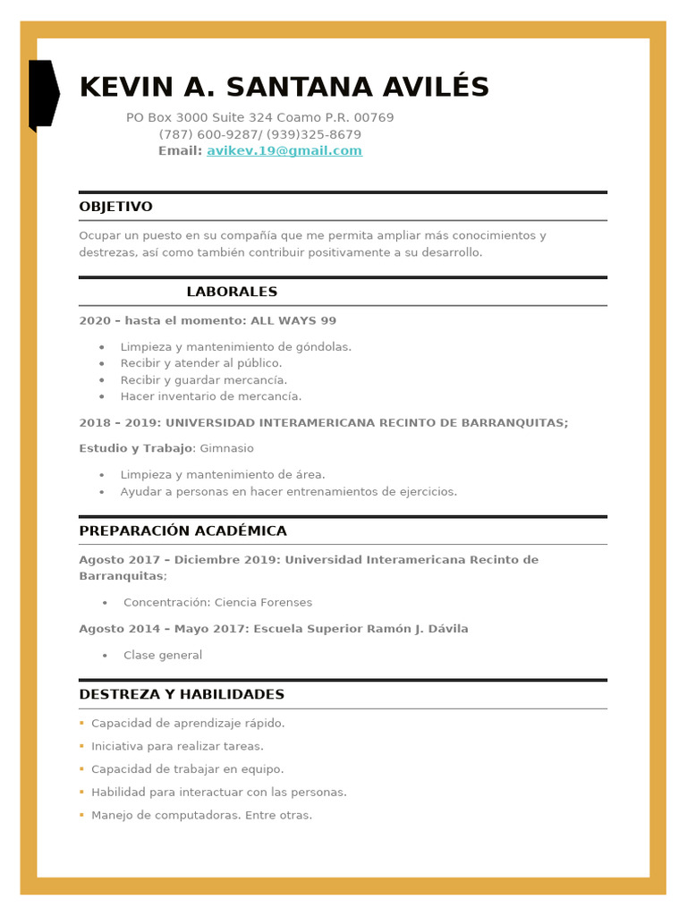 Copia de Kevin Resume | PDF
