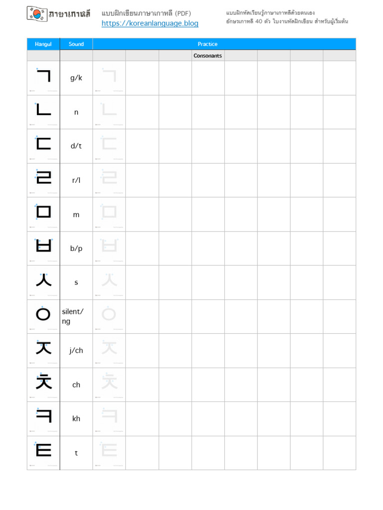 Korean Alphabet Worksheet | PDF