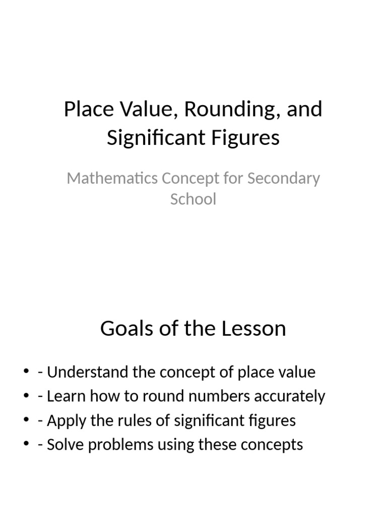 Place Value Rounding Significant Figures | PDF