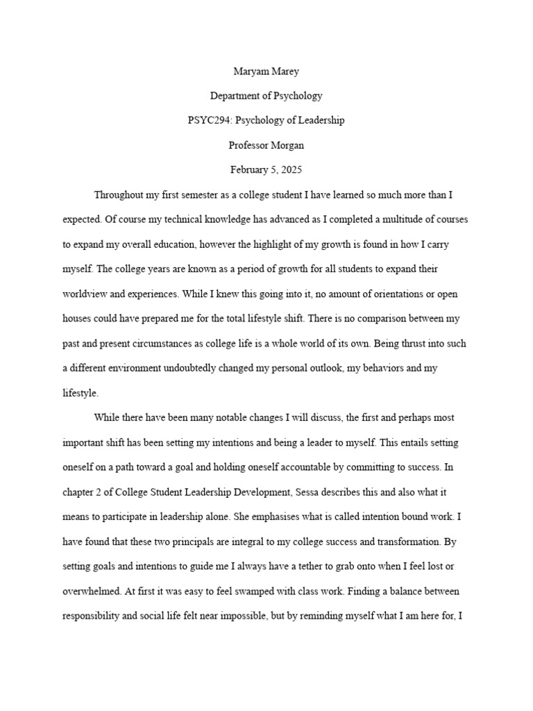 Sessa Reflection 1 Final Draft | PDF | Behavior Modification | Cognition