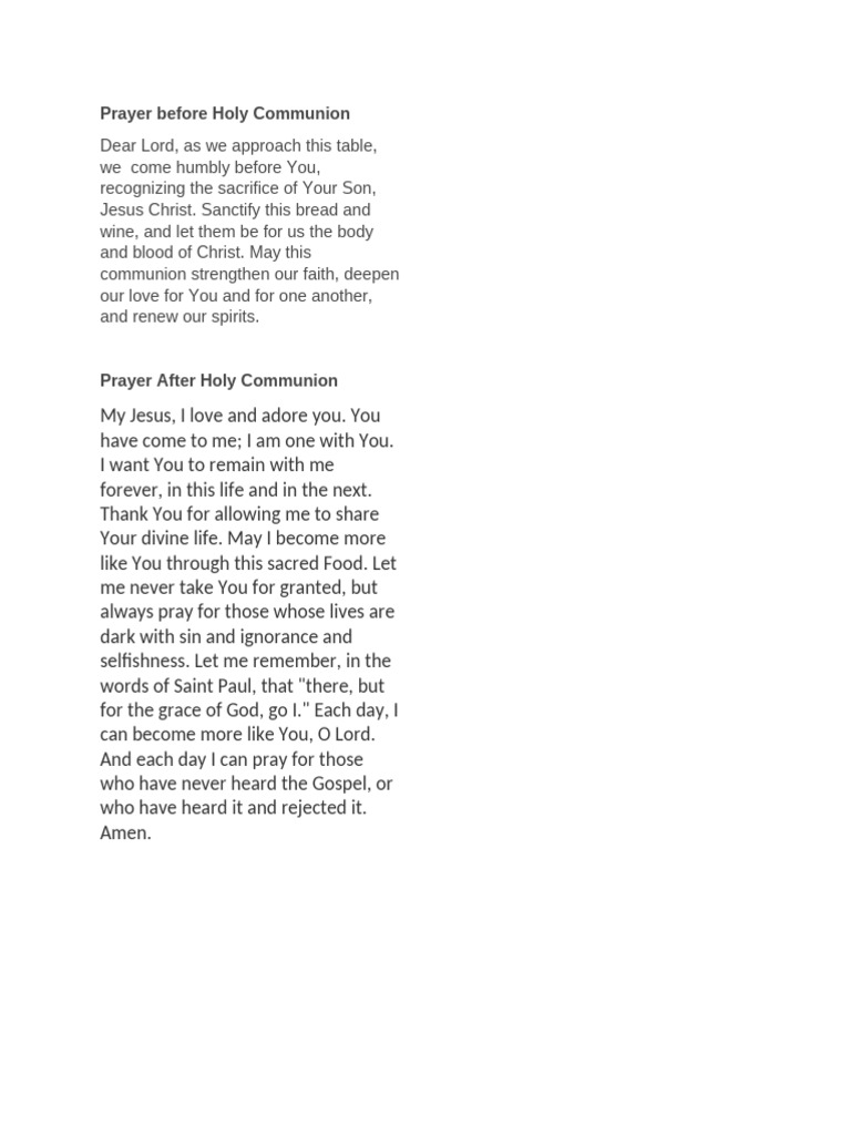 Prayer Before Holy Communion | PDF