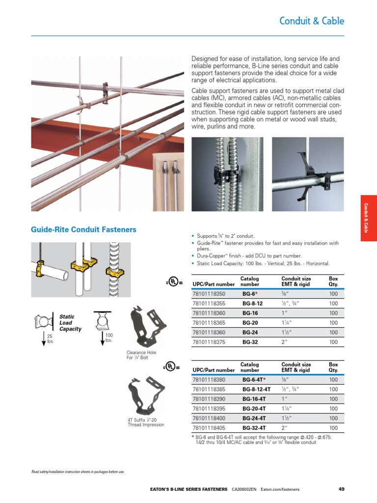 Conduit and Cable Supports Section Fastener Catalog | PDF | Screw | Building Engineering