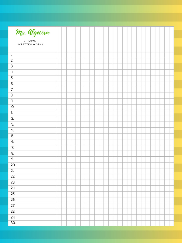 Green Stripe Gradebook Page | PDF