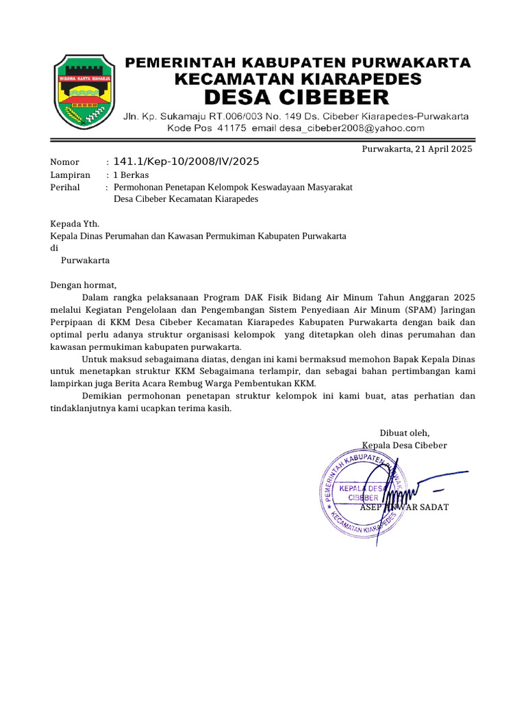 Surat Permohonan Penetapan KKM | PDF