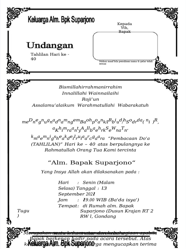 pdf-contoh-undangan-tahlilan-40-hari-meningg (1) | PDF