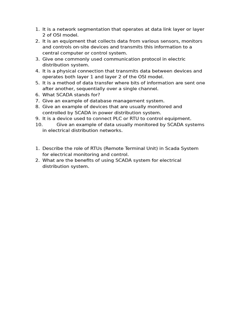 Scada Questions | PDF