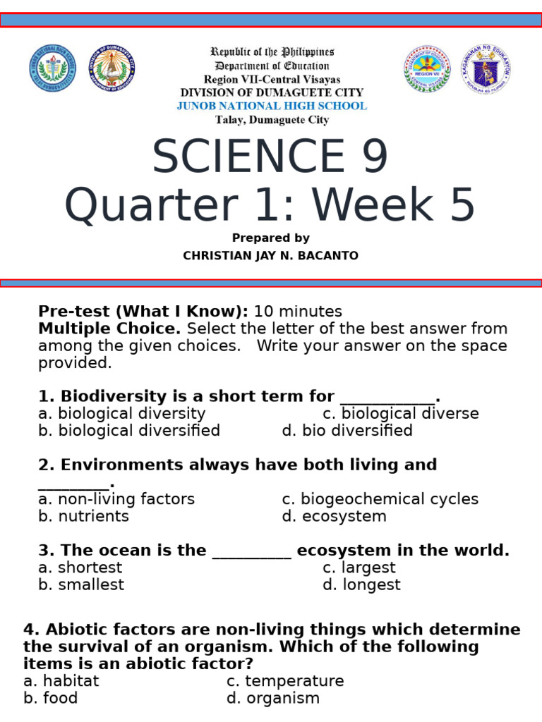 Biodiversity and Ecosystem Dynamics Quiz | PDF | Ecosystem | Water ...