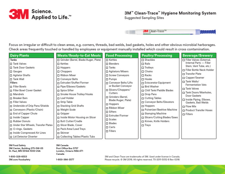 3m Clean Trace System Suggested Sampling Sites Sheet | PDF | Valve ...