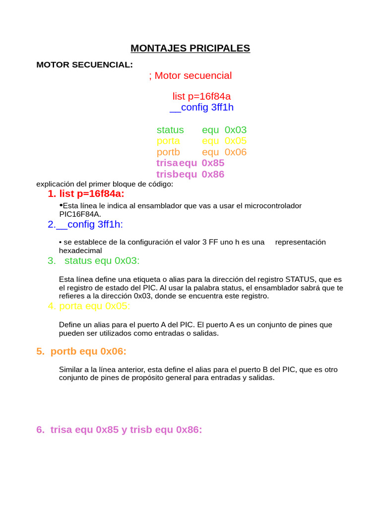 Montajes Pricipales Basicos | PDF | Lenguaje ensamblador | Matriz (Matemáticas)