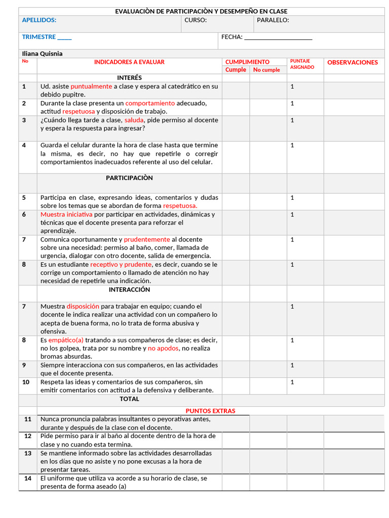 Lista de Cotejo Exposi-Ili | PDF