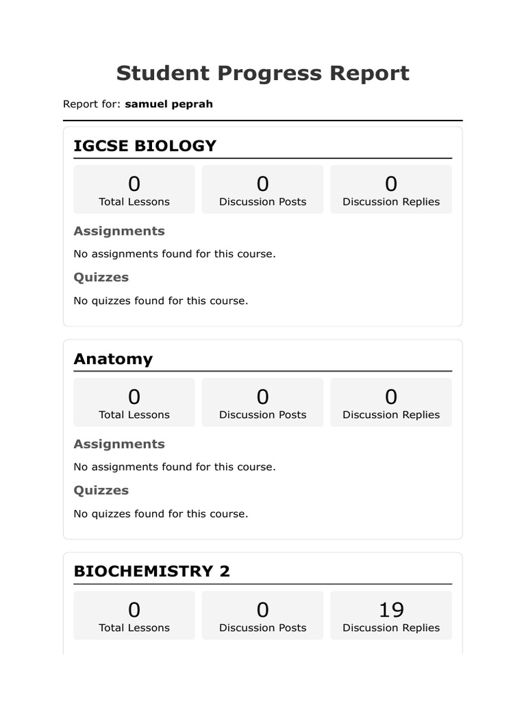 Student Progress | PDF
