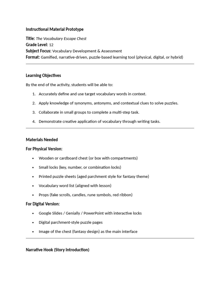 Instructional Material Prototype | PDF | Vocabulary