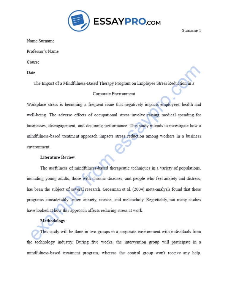 Impact of A Mindfulness Based Therapy Program | PDF | Stress Management ...