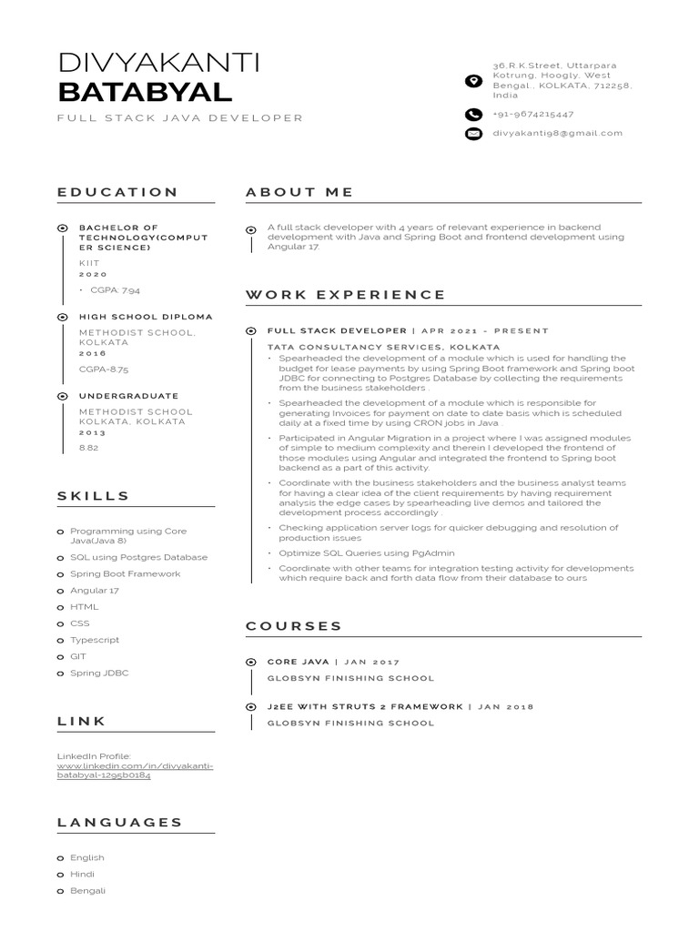 Divyakanti Batabyal Resume | PDF | Postgre Sql | Databases