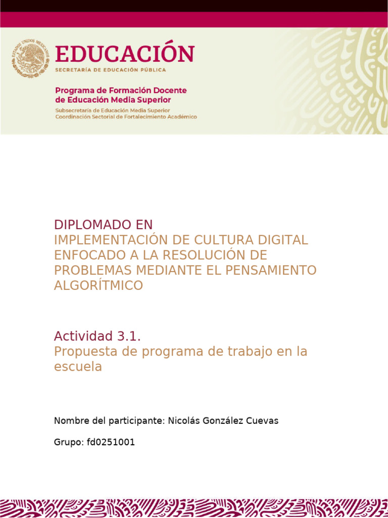 Actividad 3.1 - Nicolás González Cuevas | PDF | Pensamiento | Algoritmos