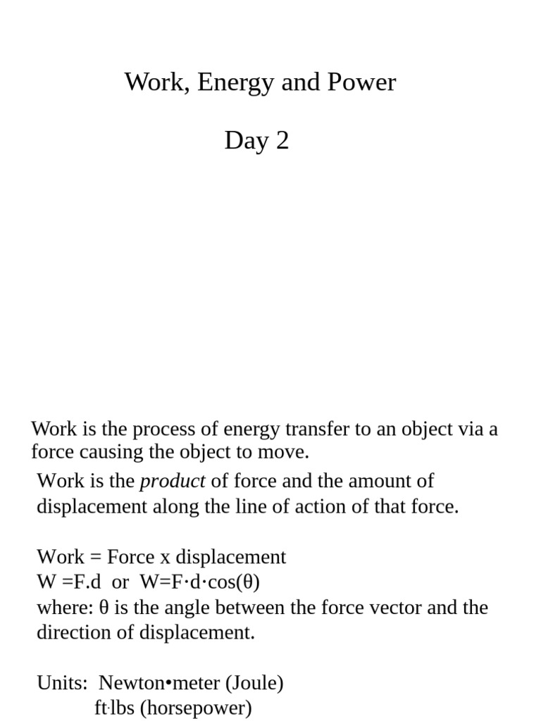 Day2-Work - Energy - and Power | PDF | Potential Energy | Force