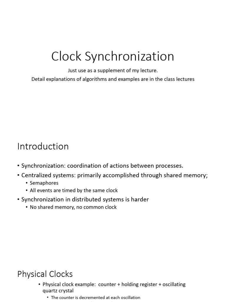 Supplement Slides Clock Synchronization | PDF | Computing | Computer Engineering