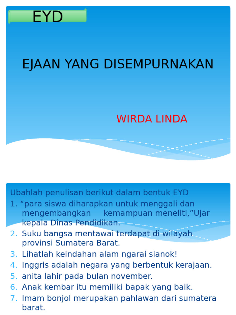 Ejaan yang Disempurnakan dalam EYD | PDF