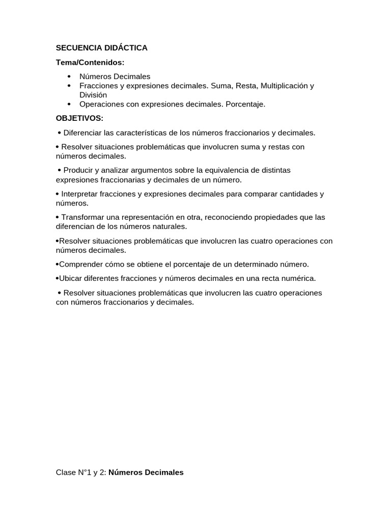 Secuencia de Fracciones y Decimales 5° | PDF | Decimal | División ...