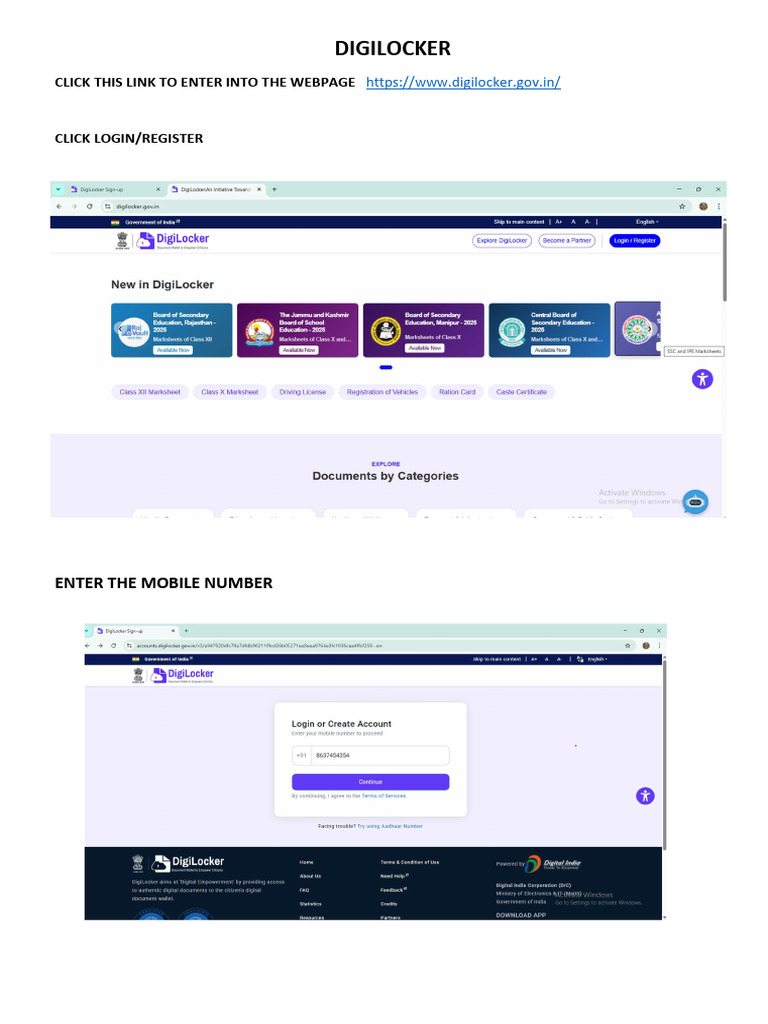 Digilocker Login and Setup Guide | PDF