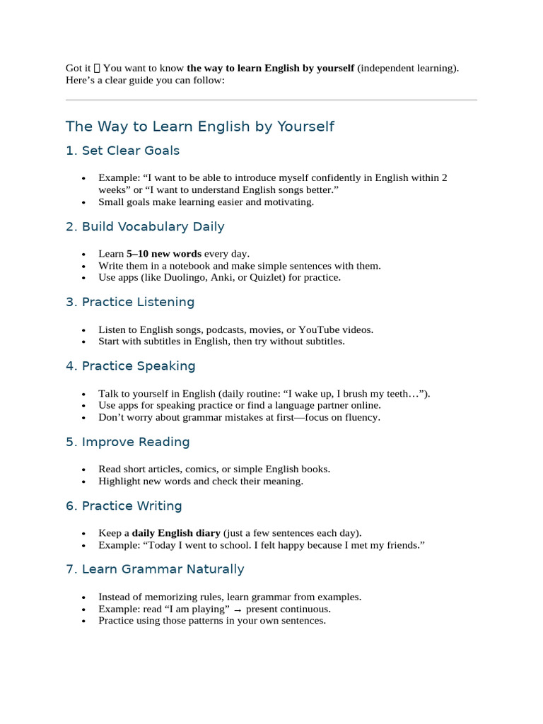 The Way To Learn English | PDF
