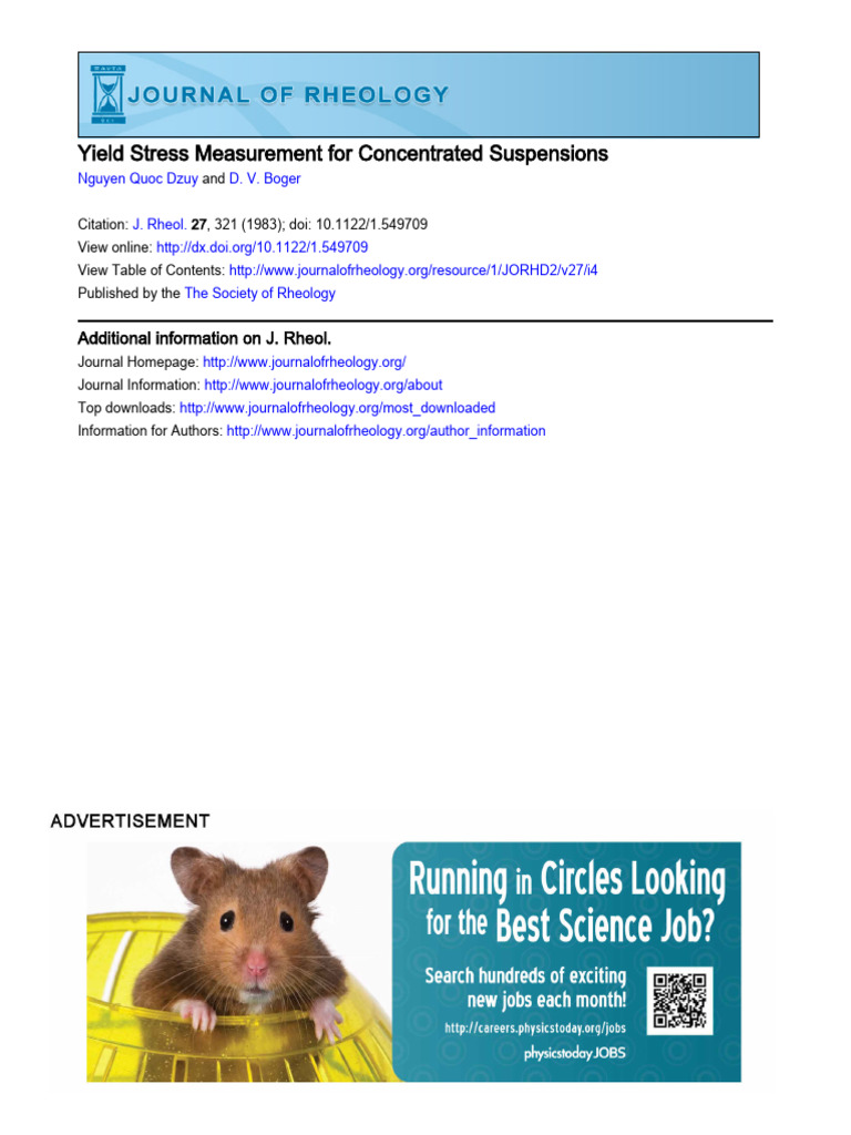 Yield Stress Measurement Methods | PDF | Stress (Mechanics) | Rheology