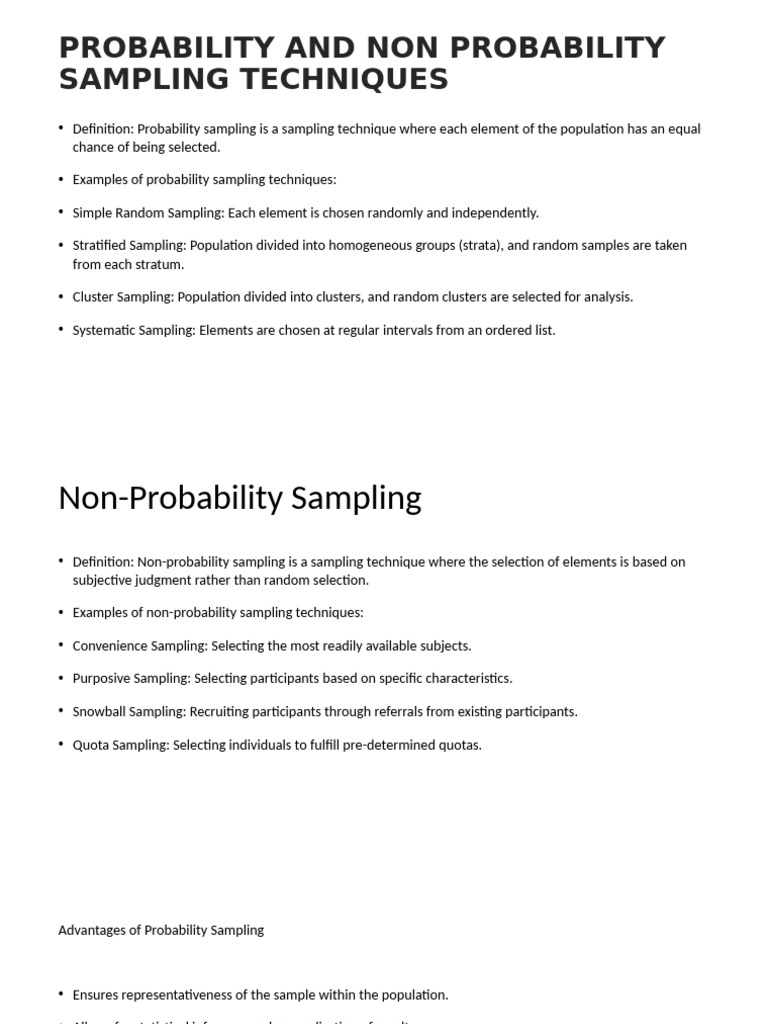 Probability vs Non-Probability Sampling | PDF | Sampling (Statistics ...