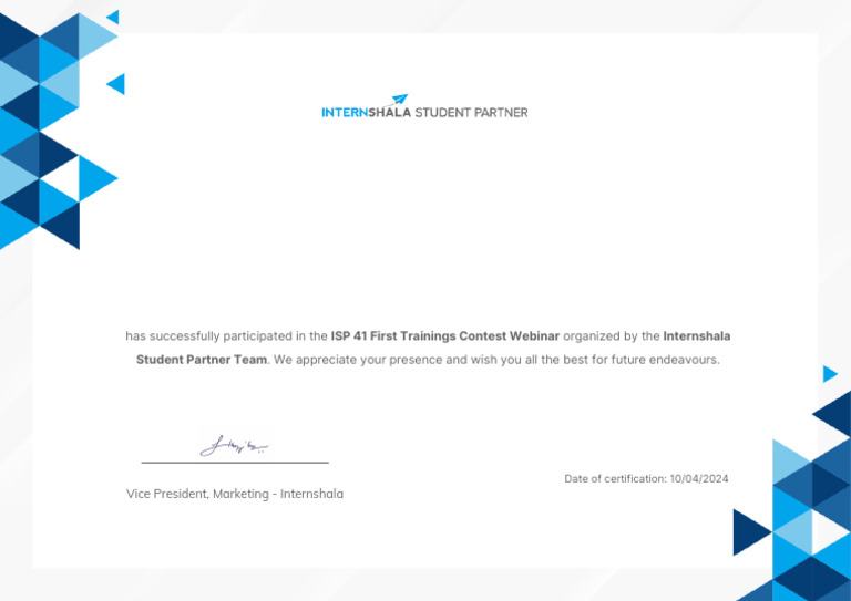 Certificate of Participation for ISP 41 Webinar | PDF