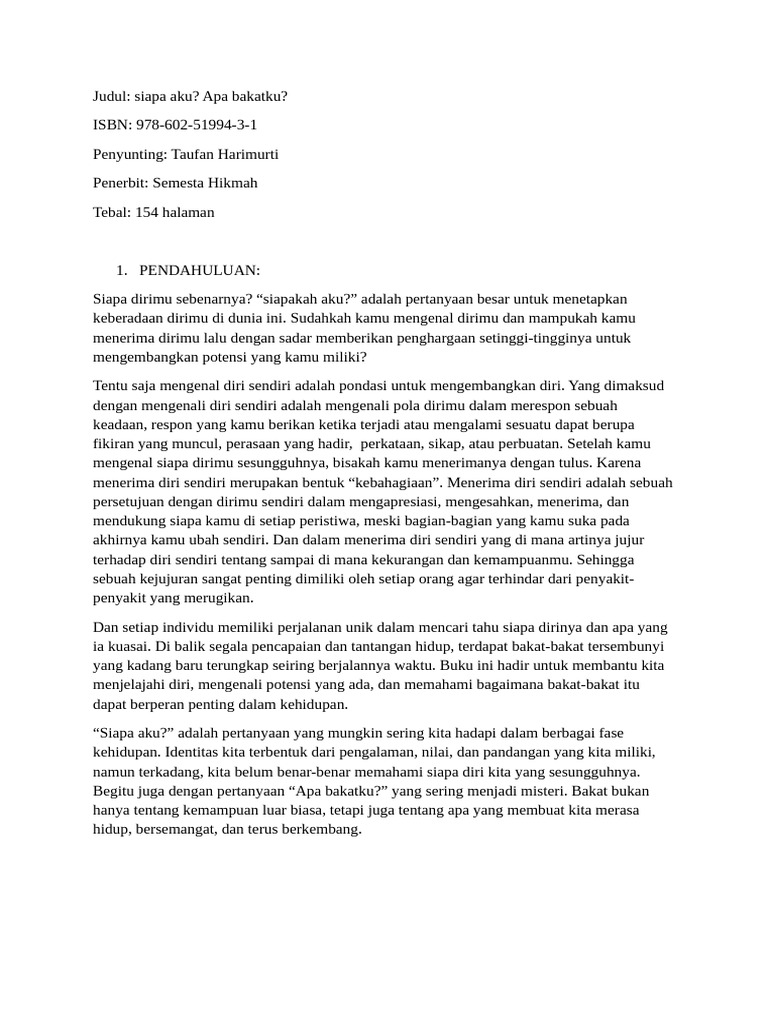 Resensi Buku Siapa Aku Apa Bakatkuu Pdf