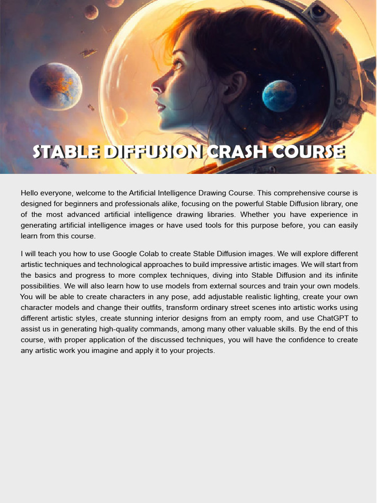 Stable Diffusion Image Course | PDF | Artificial Intelligence | Intelligence (AI) & Semantics