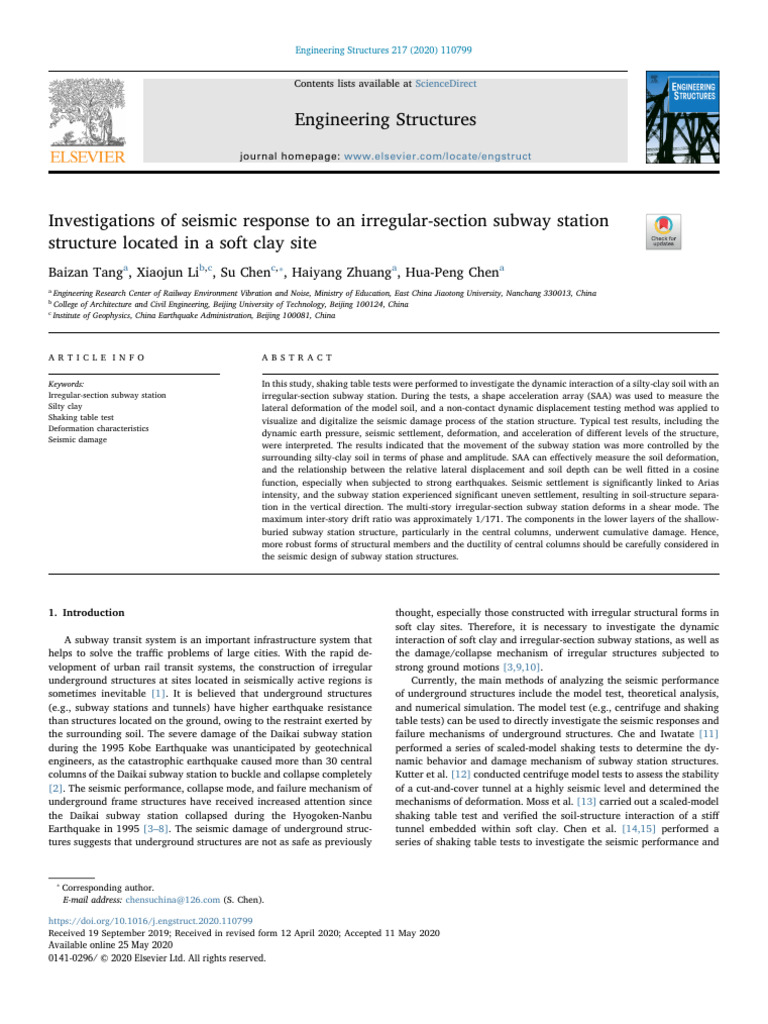 Investigations of Seismic Response To An Irregular-Section Subway ...