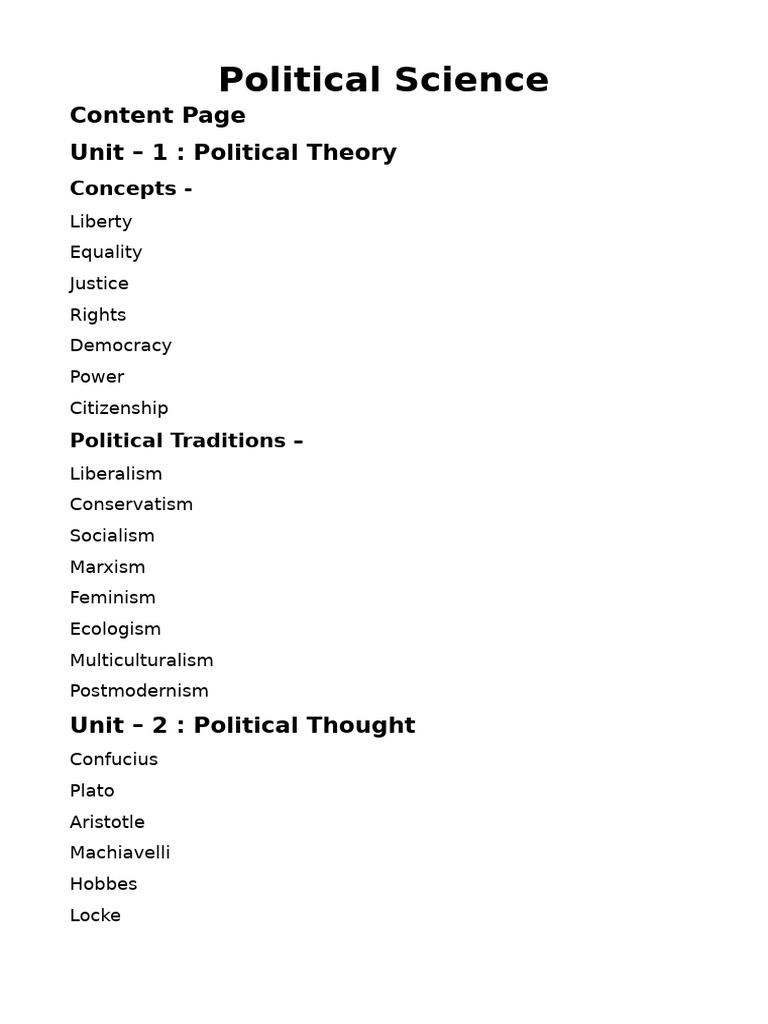 Political Science: Key Concepts and Theories | PDF | International ...