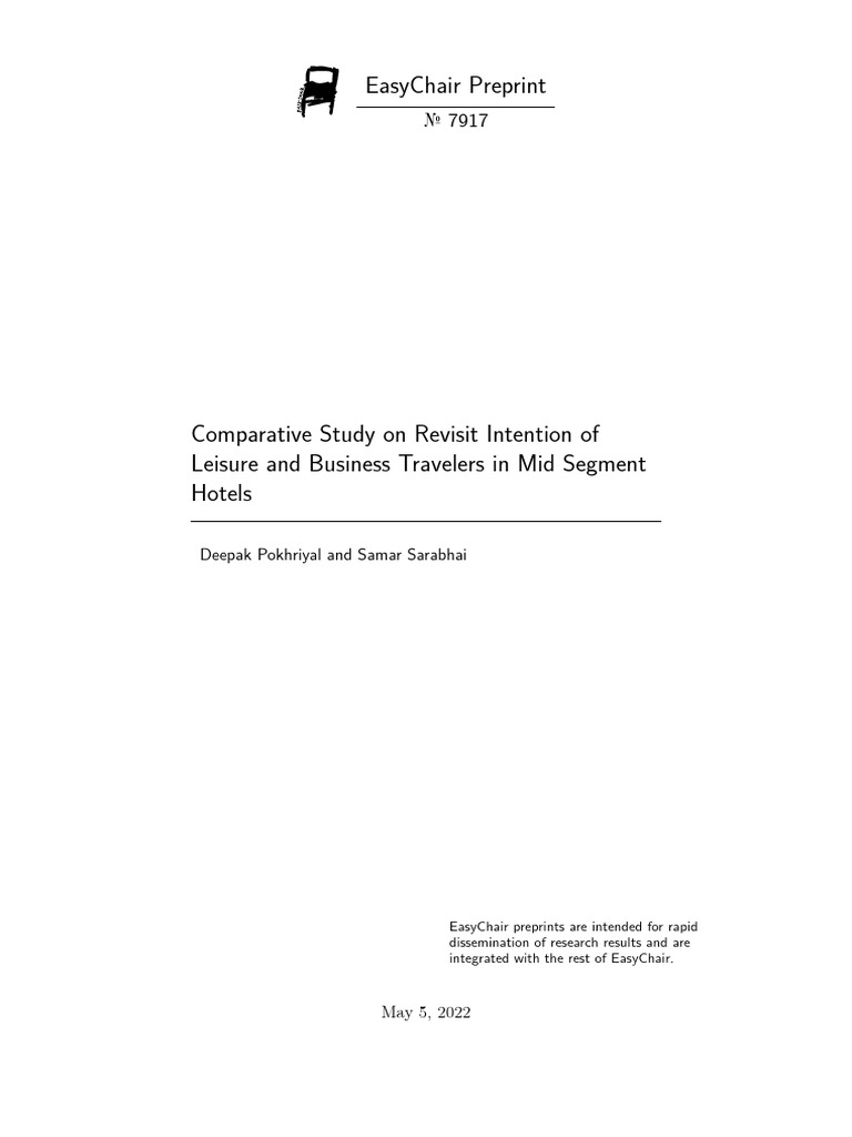 Revisit Intent of Hotel Travelers Study | PDF | Brand