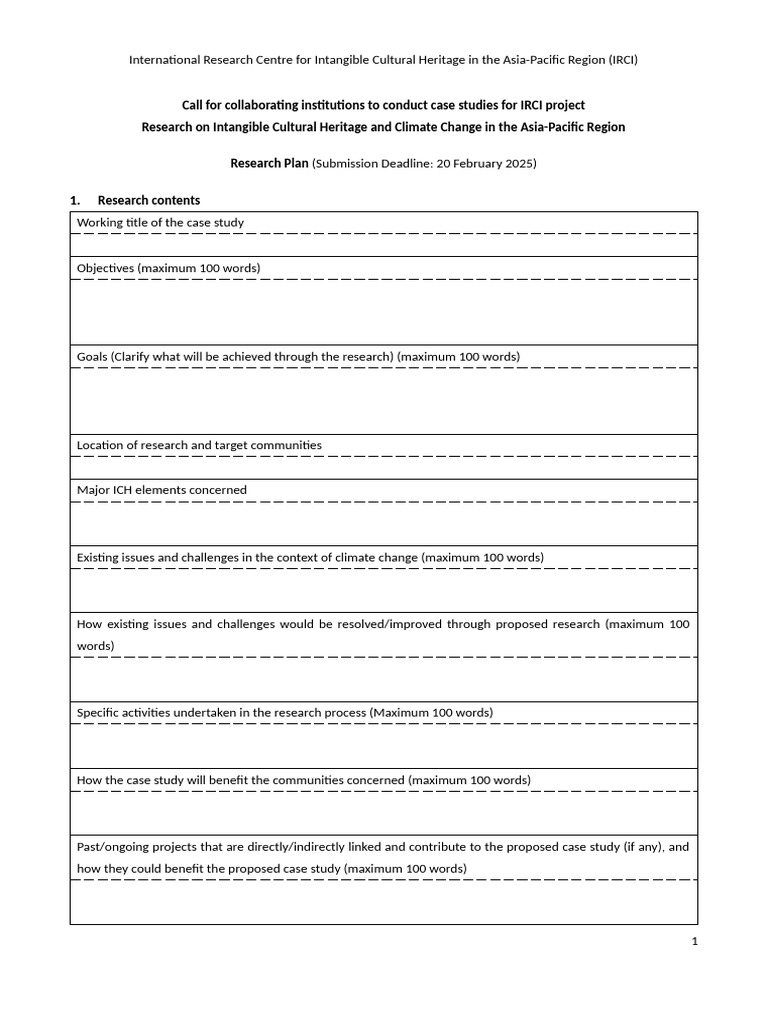 Irci APC2C64 Case Study Plan Template | PDF