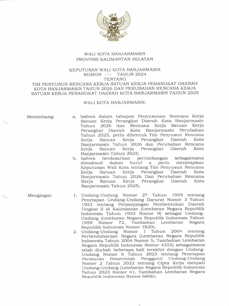 SK Tim Penyusun Renja 2026 | PDF