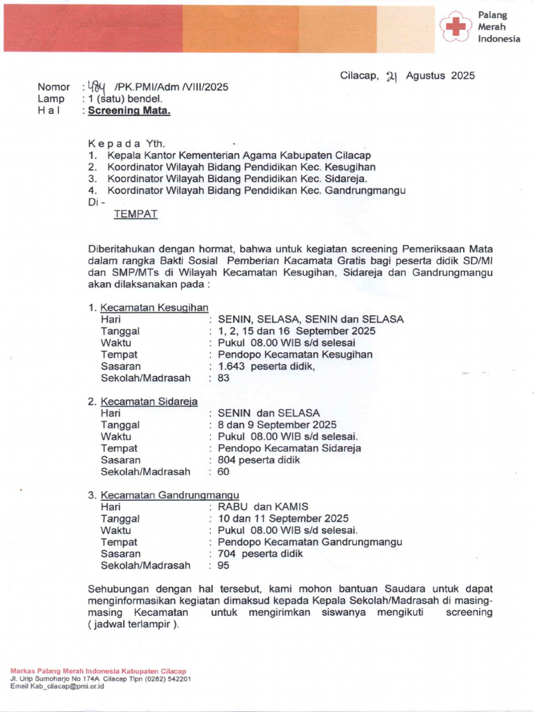 Surat Screening Mata Kesugihan | PDF