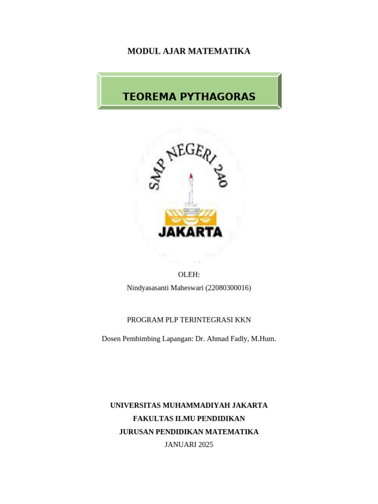 Modul Ajar Teorema Pythagoras-1 | PDF