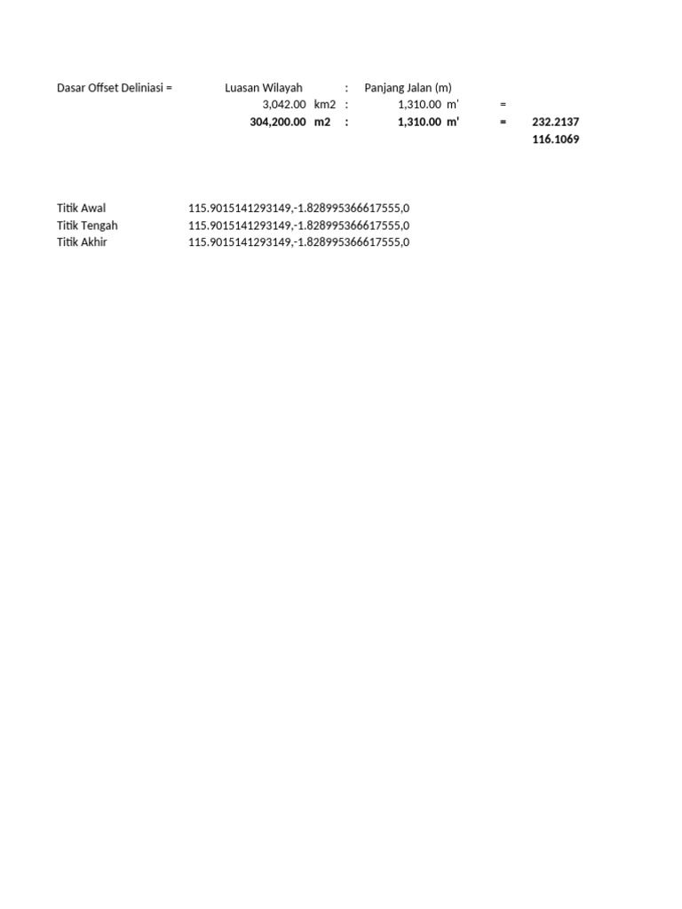 Contoh Rumus Dasar Offset Deliniasi | PDF