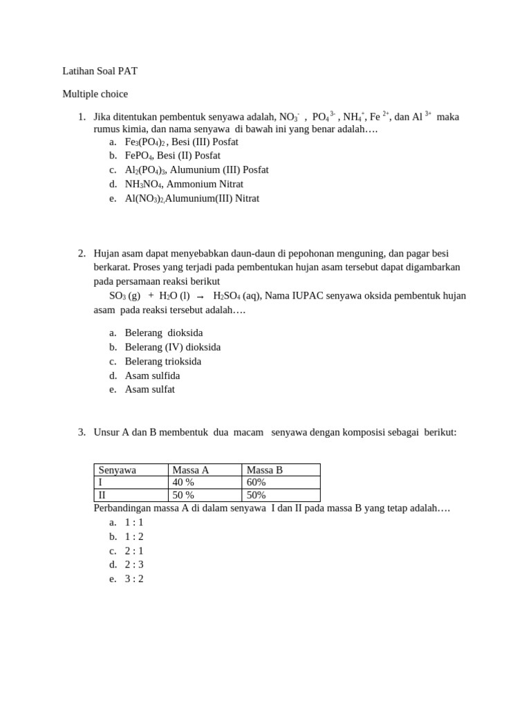 Latihan Soal PAT 2425 | PDF