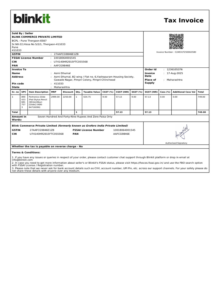 ForwardInvoice ORD49612202279 | PDF | Economy Of India | Government ...