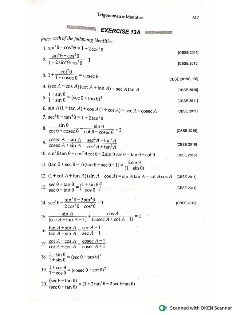 Extra Sums On Trigonometry Proving Sums With Solution | PDF