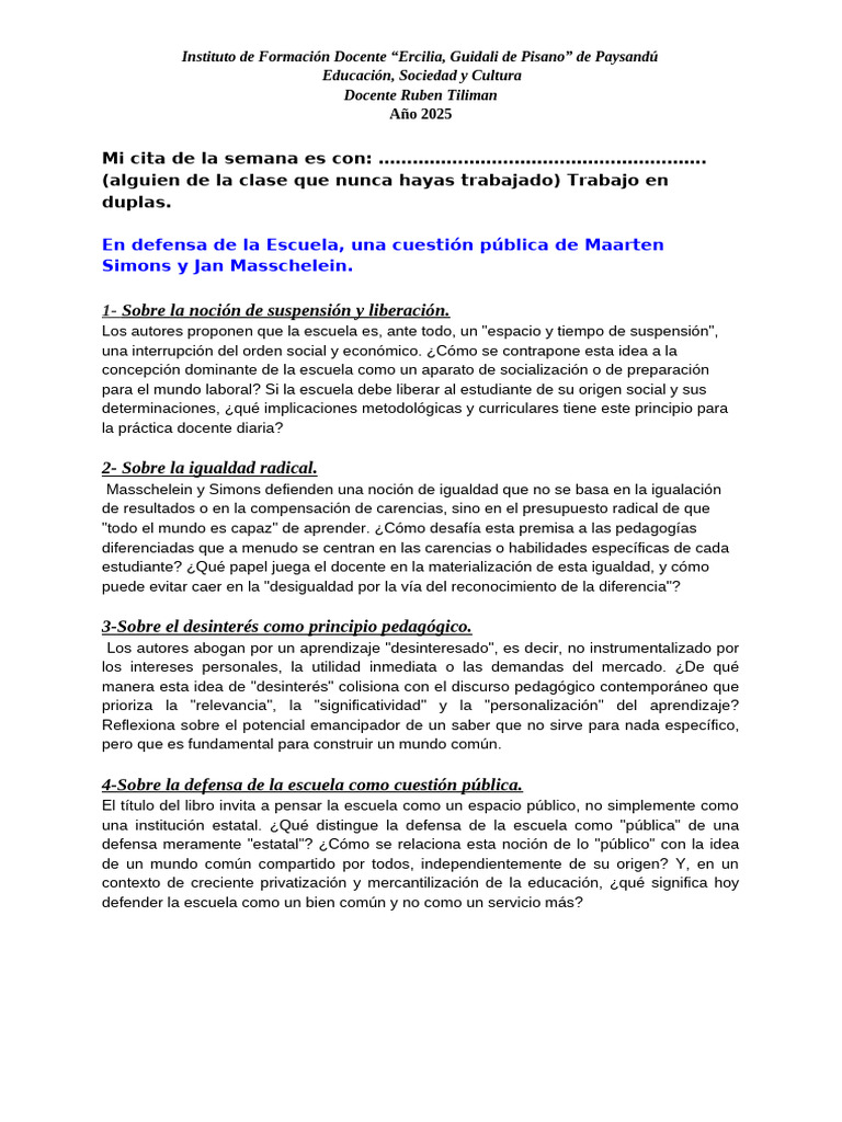 Retomando en Defensa de La Escuela, Una Cuestión Pública | PDF ...