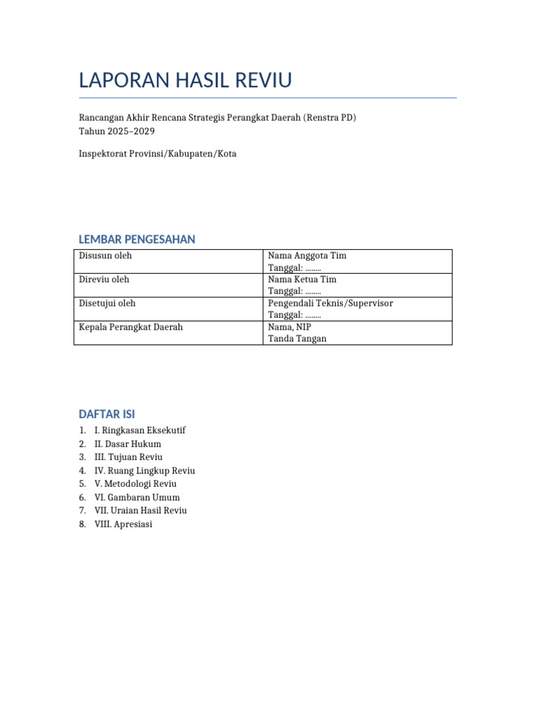 Laporan Hasil Reviu Renstra PD | PDF