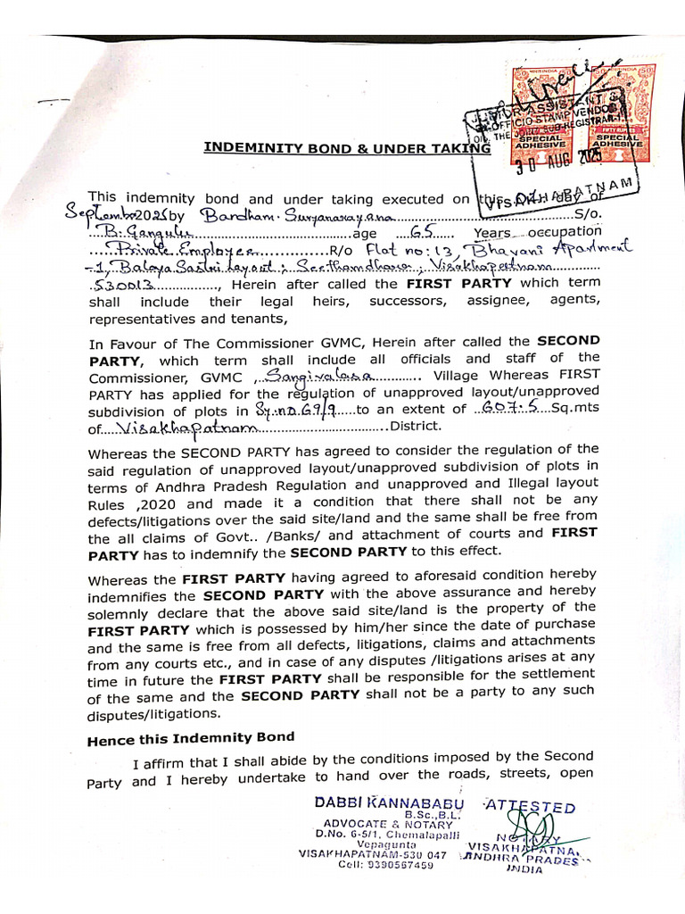 Indemnity Bond | PDF