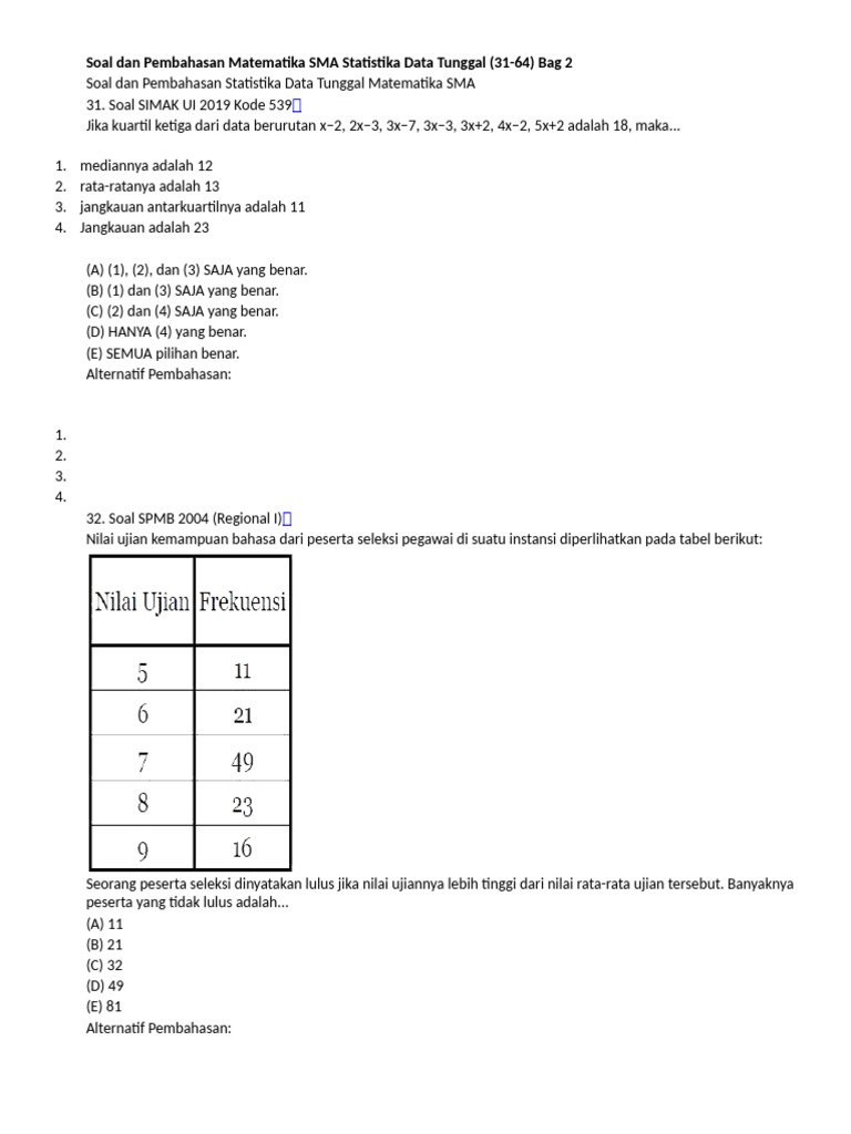 Statistika Data Tunggal SMA: Analisis | PDF