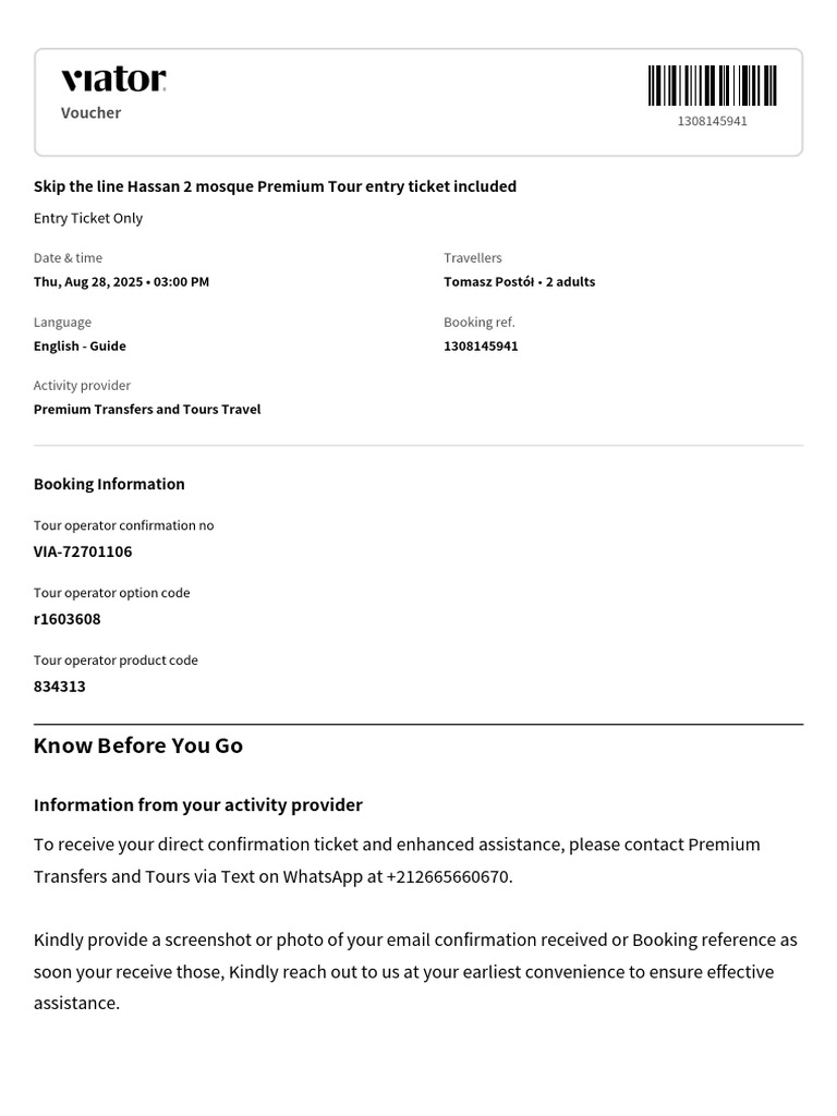 Ticket Viator Tomasz Posto BR 1308145941 | PDF
