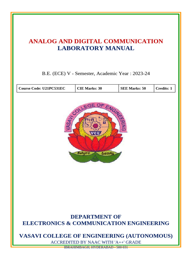MASTER ADC Lab Manual (20-08-2023) - CHVD | PDF | Frequency Modulation ...